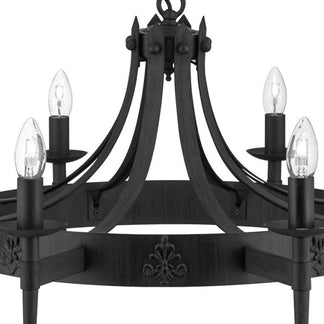 Cartwheel 8 Light Black Chandelier Ceiling Light – Pagazzi