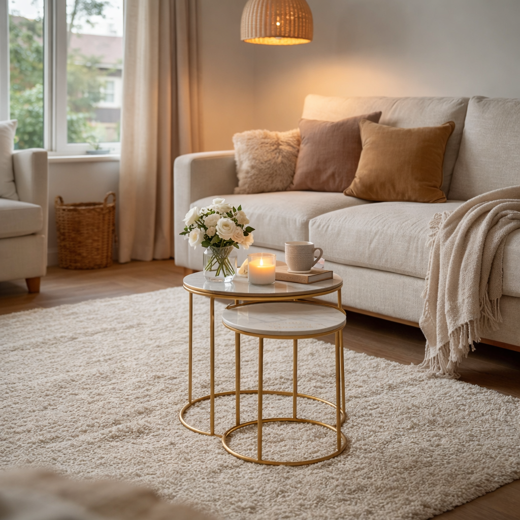 Milly White Marble and Gold Metal 2 End Table – Pagazzi