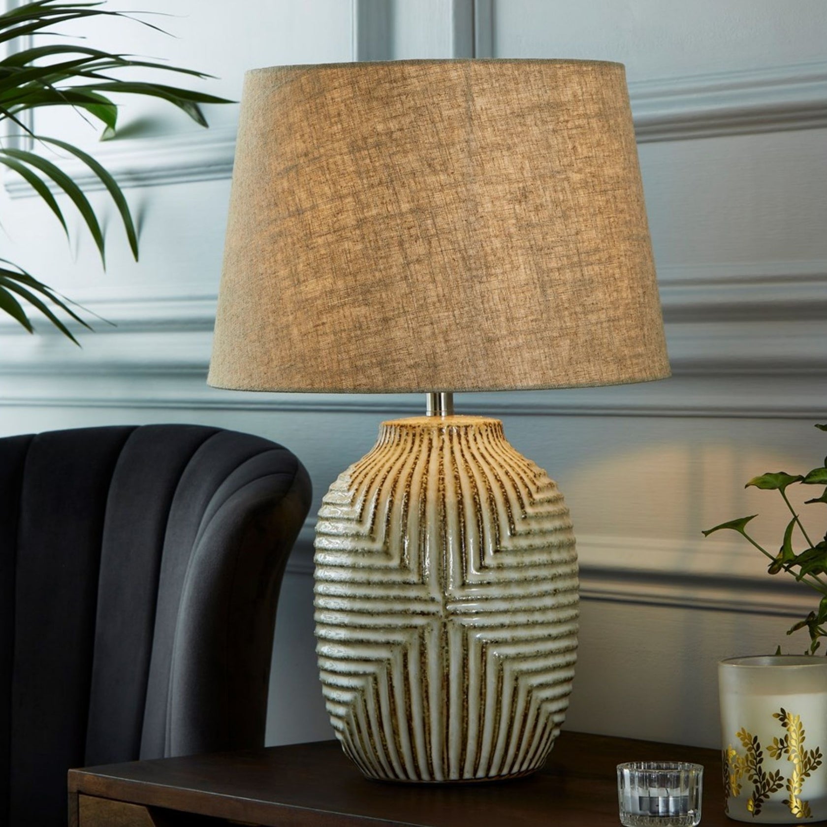 Harmony Champagne Patterned Ceramic Table Lamp – Pagazzi