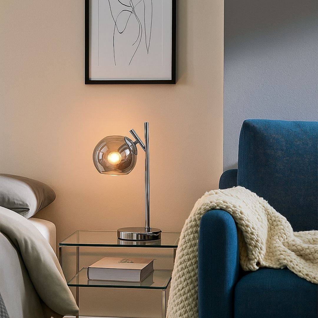 Nia Chrome Smoke Table Lamp – Pagazzi