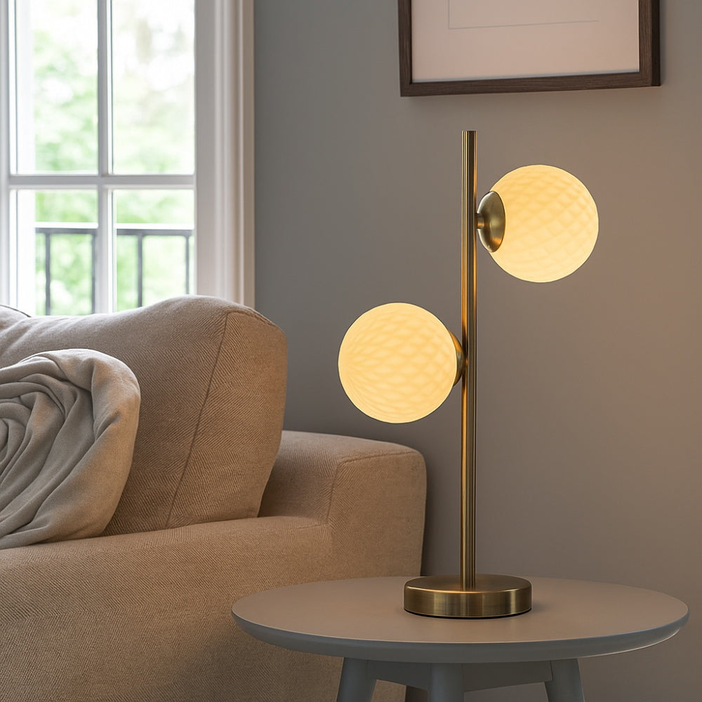 Lior 2 Light Antique Brass & Glass Table Lamp – Pagazzi