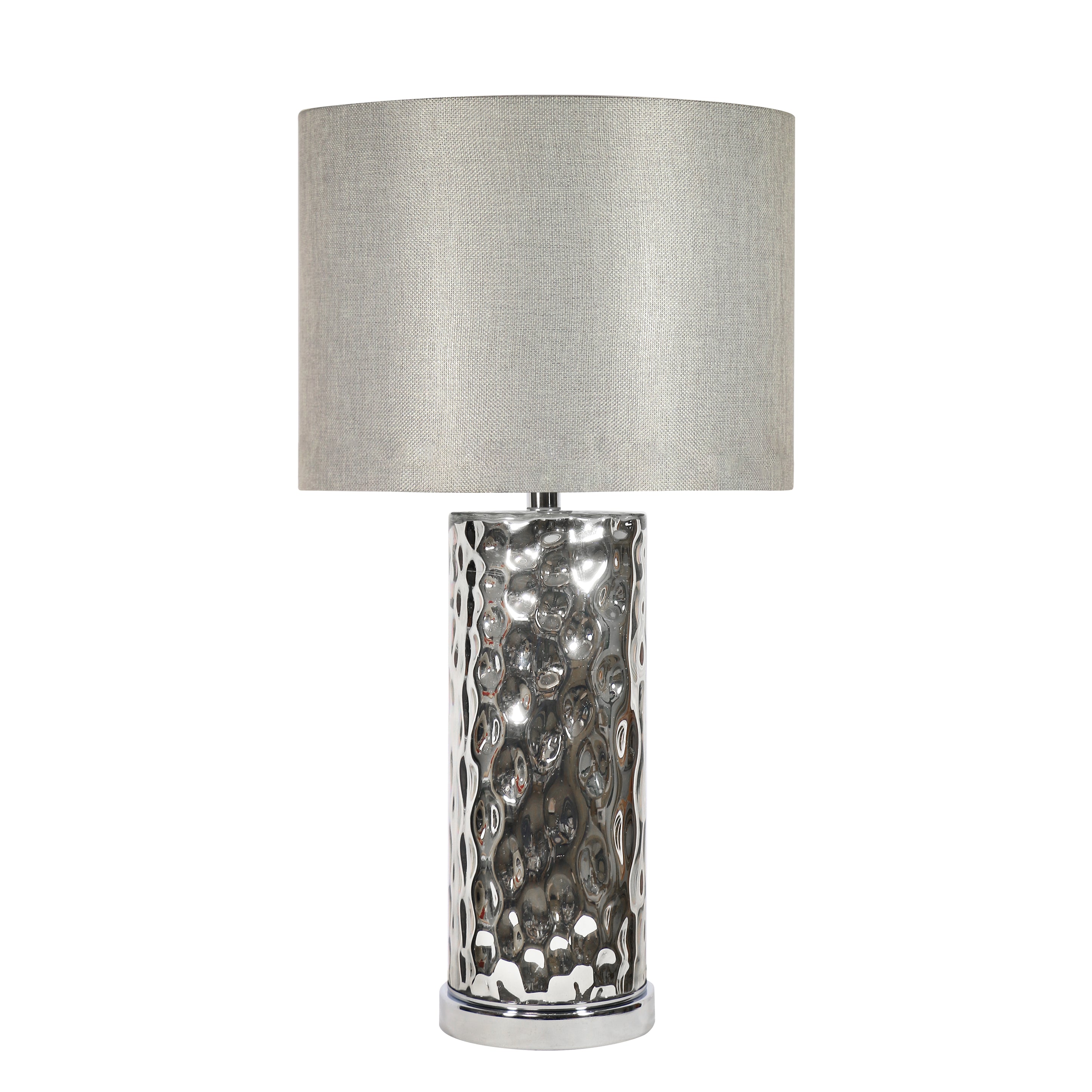Adelia Polished Chrome Hammered Metal Table Lamp - Pagazzi