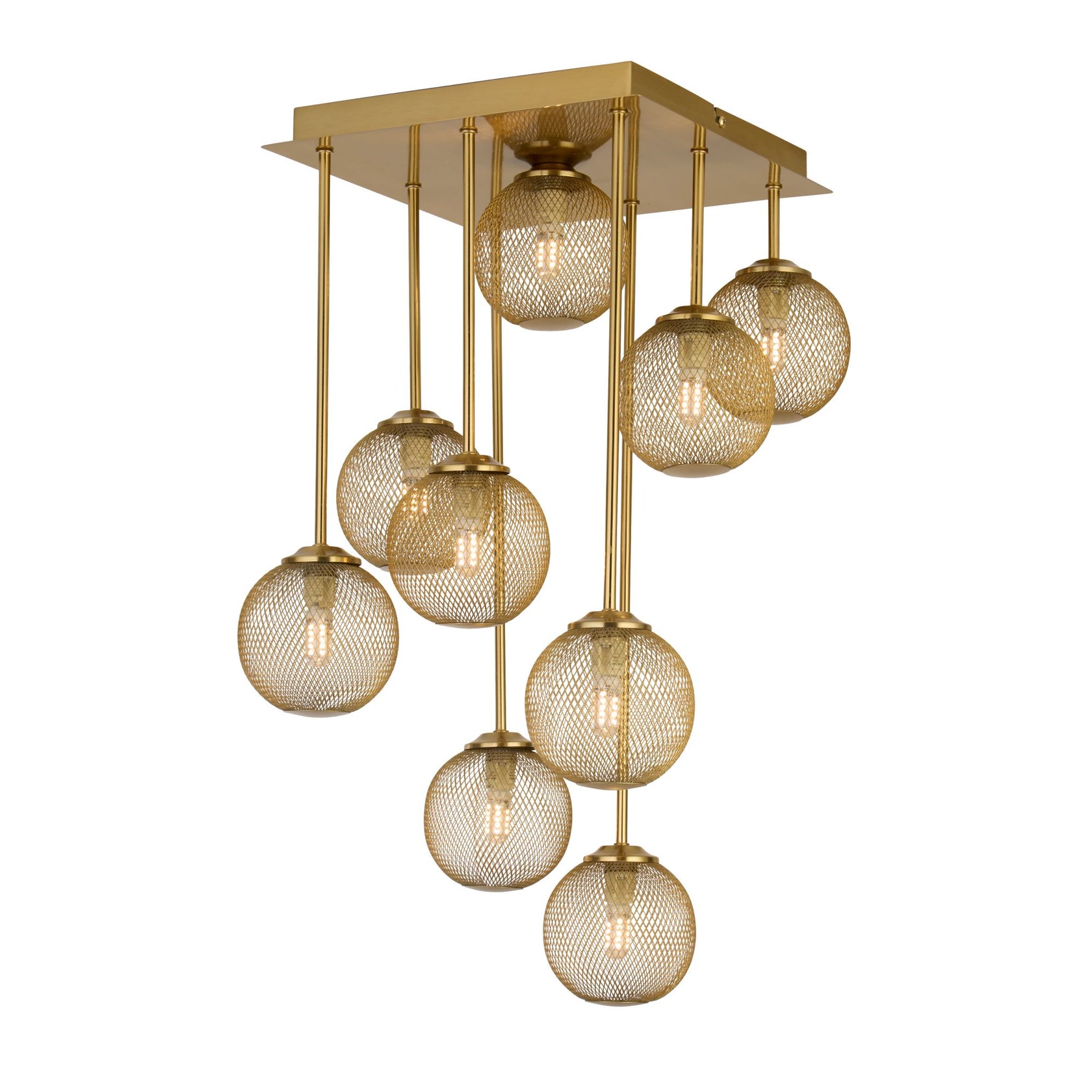 Exton 9-Light Gold Mesh Flush Ceiling Light – Pagazzi
