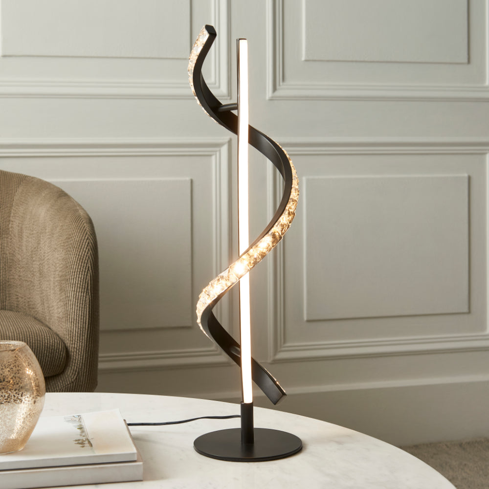 Hyde Matte Black And Crystal LED Table Lamp – Pagazzi