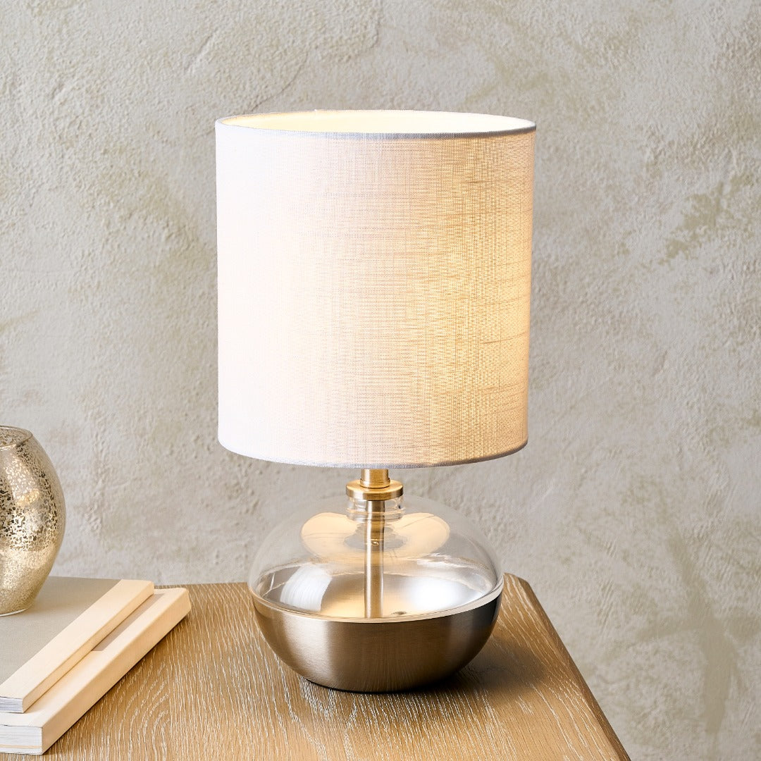 Emmy Satin Nickel and Clear Glass Table Lamp – Pagazzi