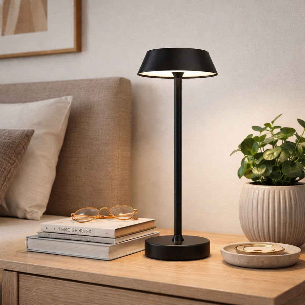 Energize Black LED Rechargeable Desk Table Lamp with Touch Sensor – Pagazzi